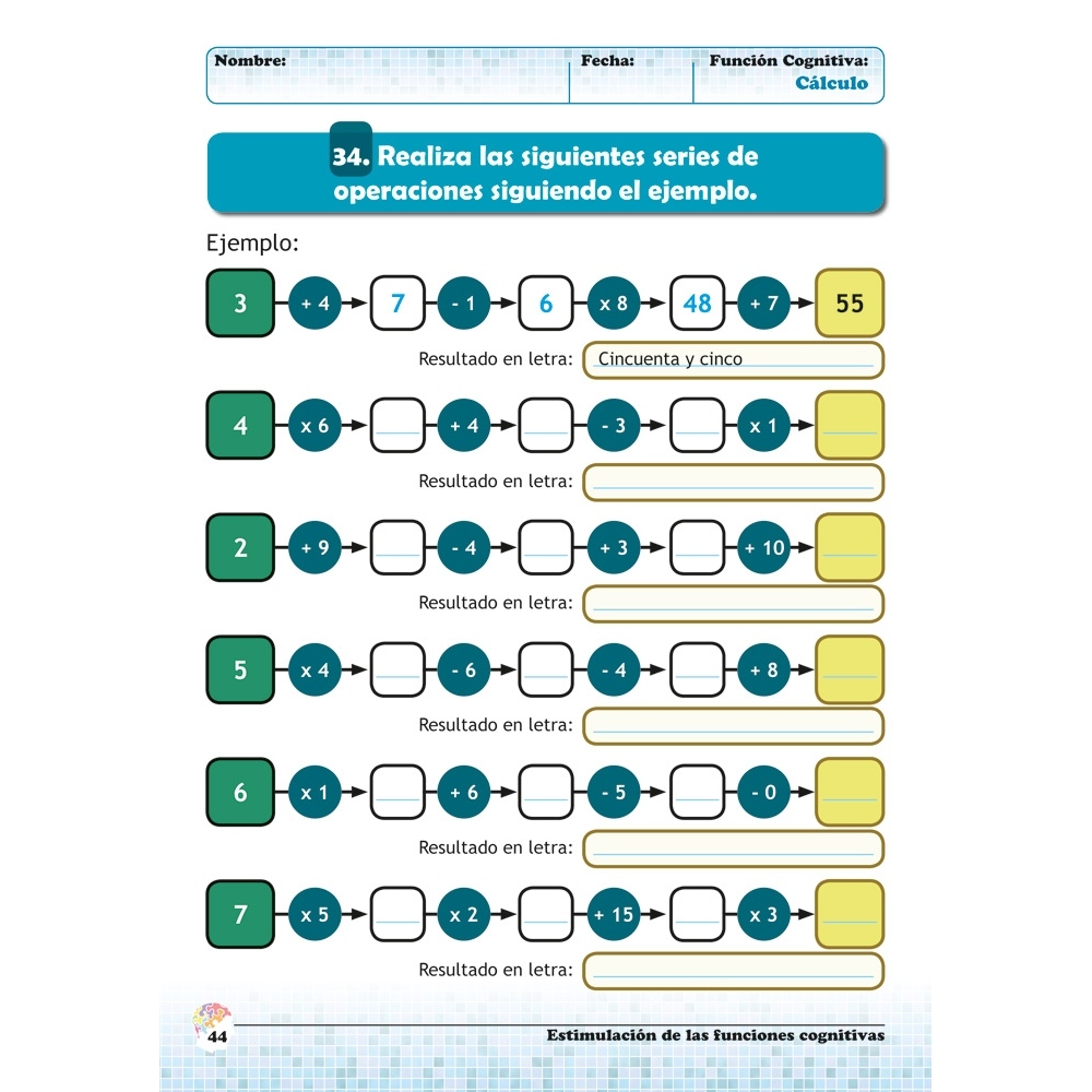 Estimulación de las funciones cognitivas 1.2 Cálculo ® Editorial GEU Mexico